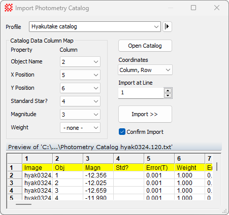 Mira Pro x64 User's Guide - Import Photometry Catalog