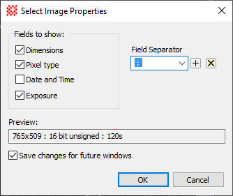 Mira Pro x64 User's Guide - Select Image Properties